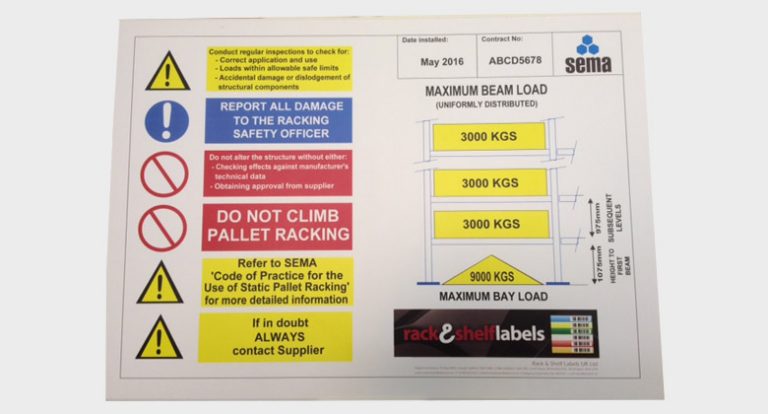 Rack Load Notices | Rack And Shelf Labels